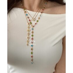 Rainbow Flowers Y kolye | Altın Kaplama | TAKIK Jewelry