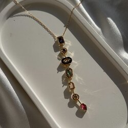 Renkli Aura Y Gold Kolye | VERA Jewelry & Accesories