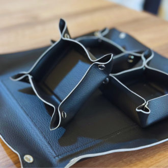 Siyah Zar Tepsisi + 3 Siyah Pul Kabı Takım (Yumuşak Kenar) | BoardGamesStoreTR