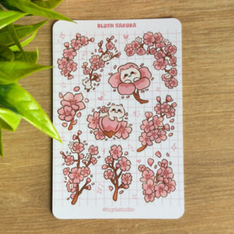Blush Sakura sticker sheet | Luyi Studio