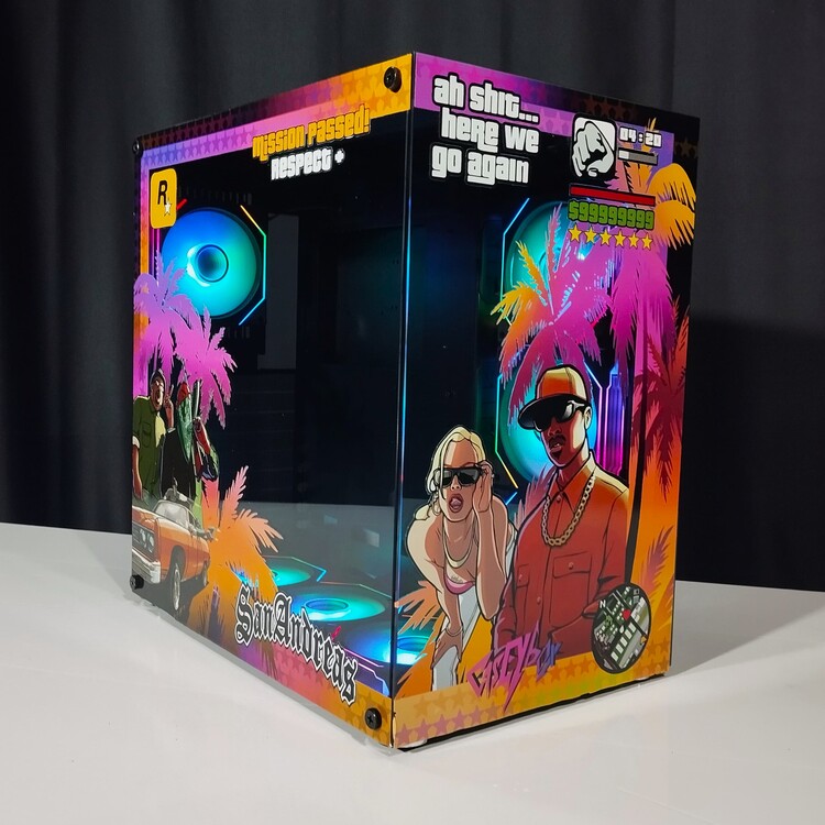 Caseybox GTA San Andreas CJ Siyah Kumandalı ARGB Fanlı Custom Akvaryum Kasa | caseybox