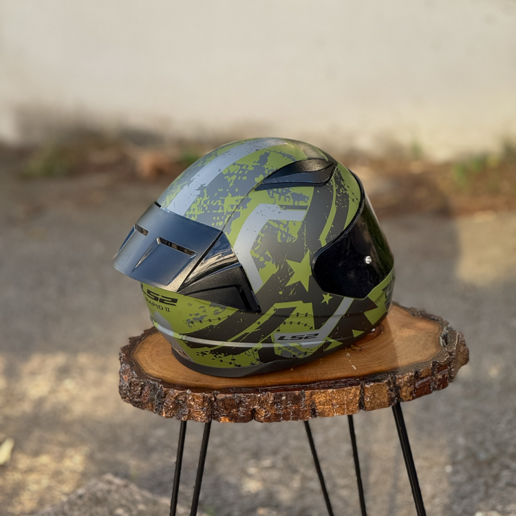 LS2 RAPID 2 THUNDER BIRDS MAT YEŞİL KASK ( SPOİLER + SİYAH VİZÖR ...