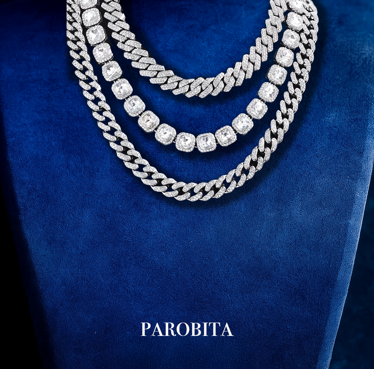 Iced Out Cuban + Iced Out Premium Iced Out Tennis Chain + Iced Out ...