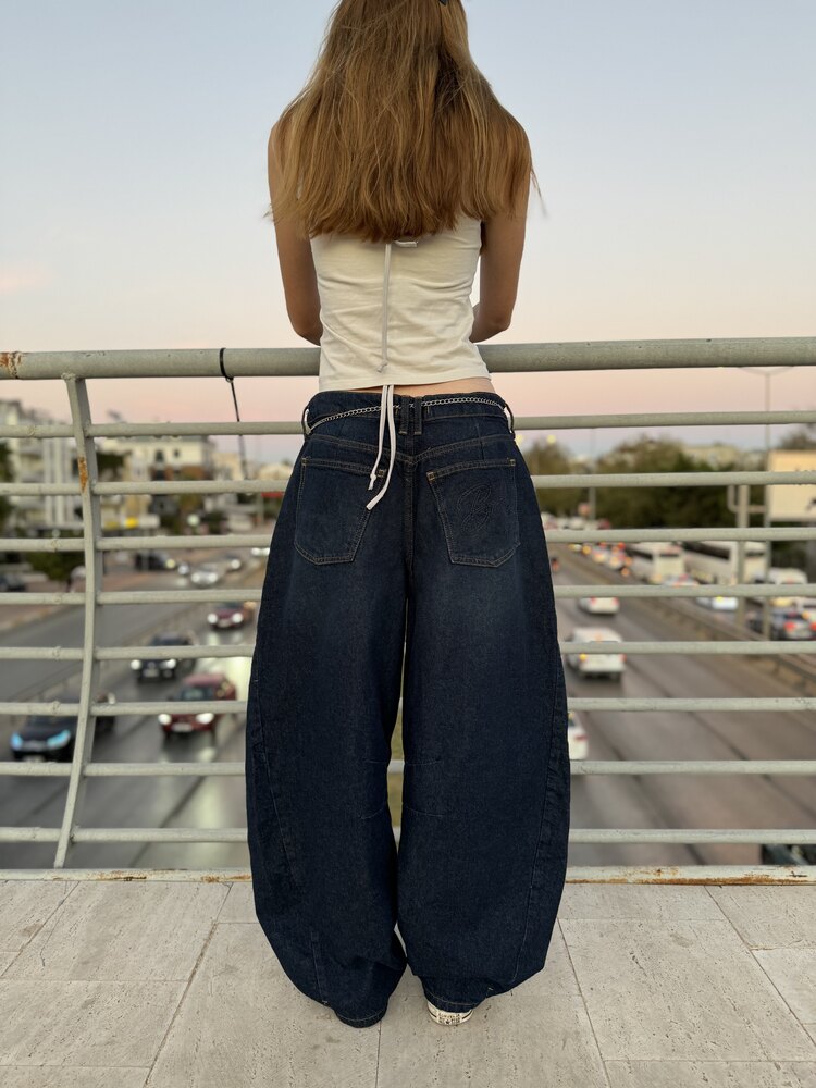 UNİSEX DARK BLUE EKSTRA BAGGY JEAN | PEACE HUNTER